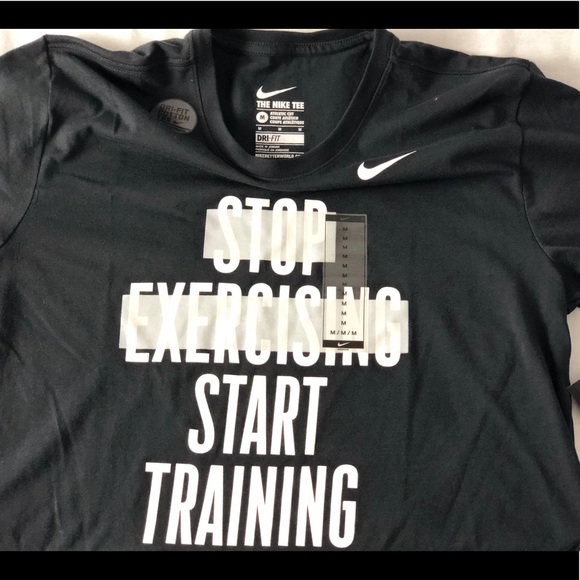 Nike | Shirts | Nike Stop Exercising Start Training Tshirt Black | Poshmark